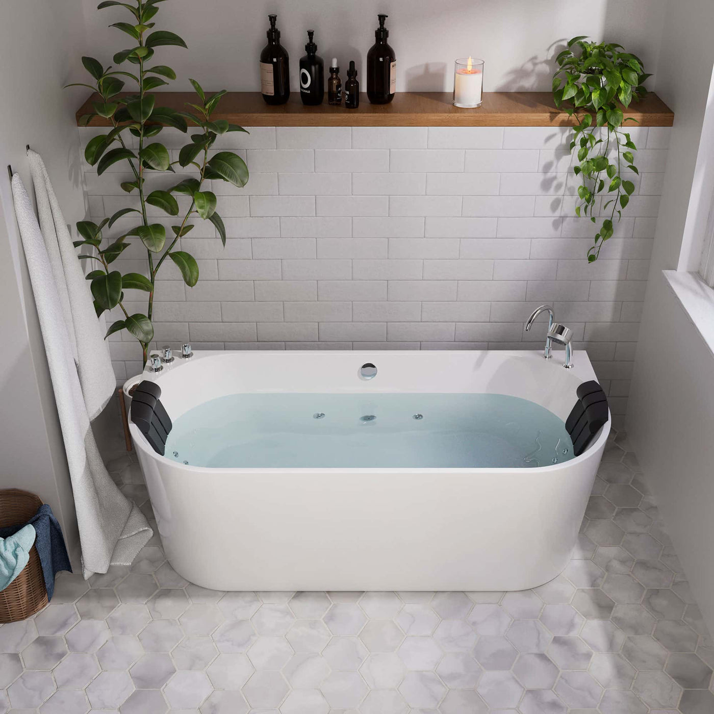Small Bathroom Oasis: Freestanding Whirlpool Tubs | Empava 59AIS06