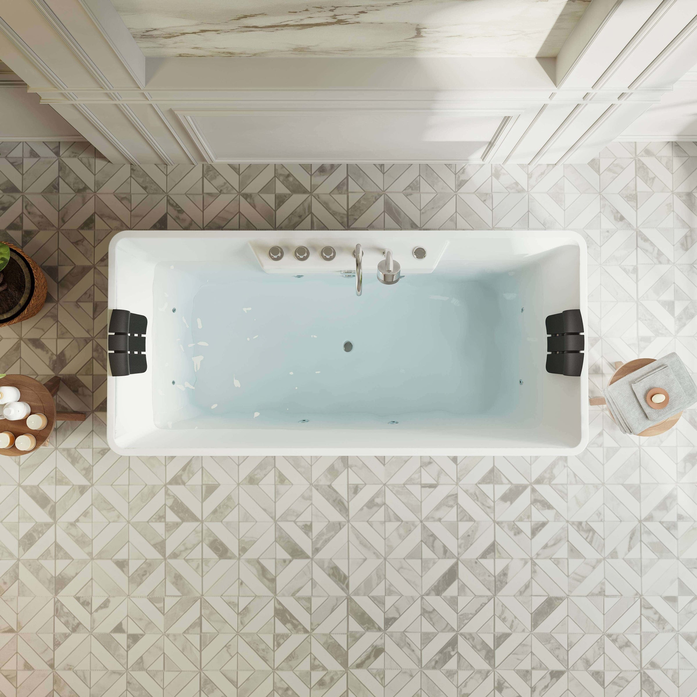 Spacious Rectangular Freestanding Whirlpool Tub | Empava 67AIS16