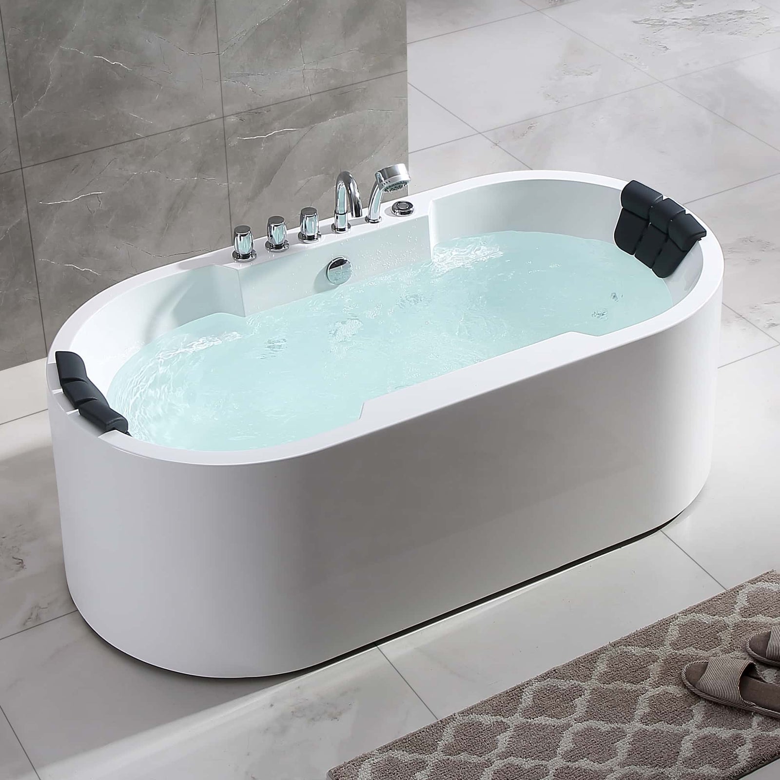 Modern Oval Freestanding Whirlpool Tub | Empava 67AIS17