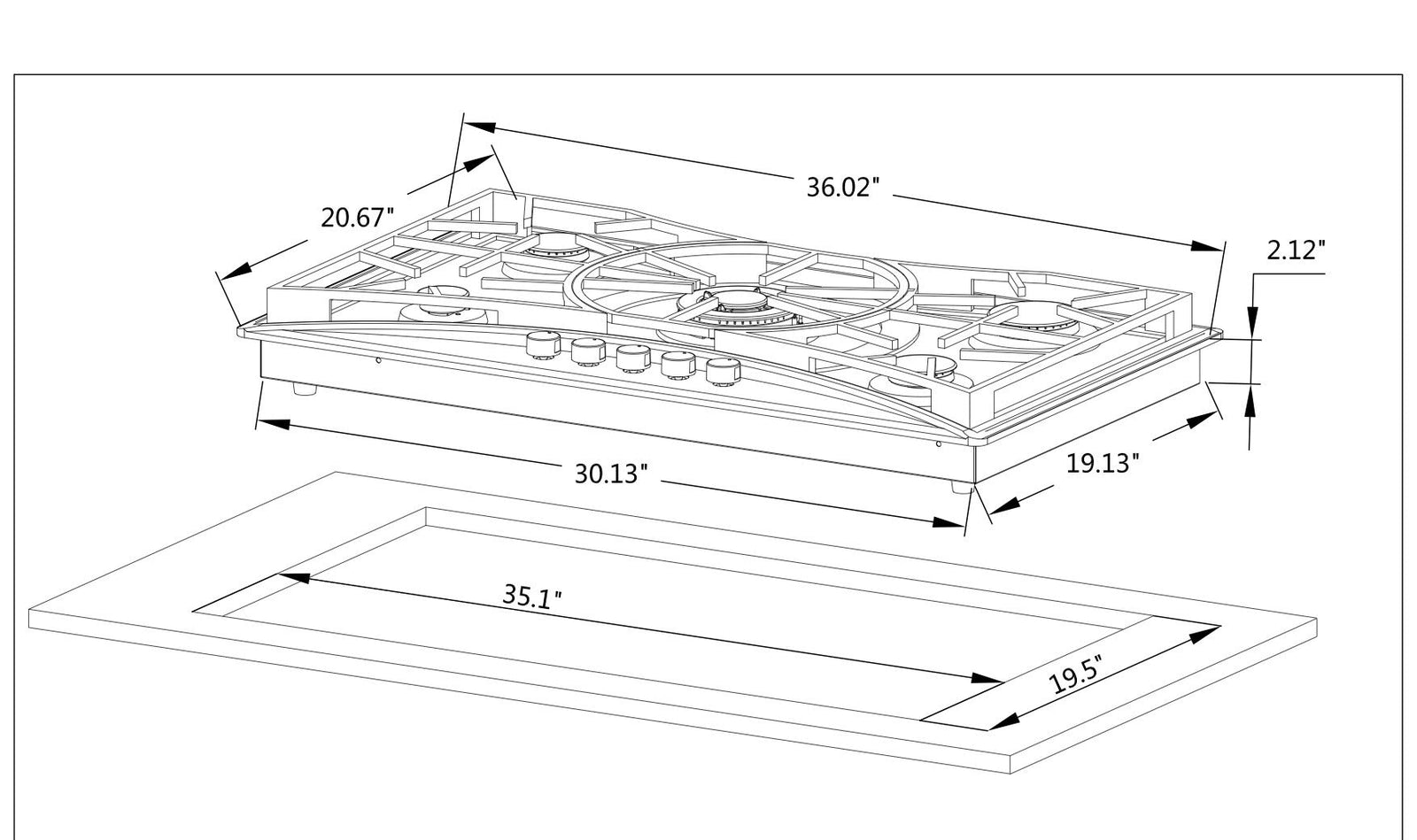 Spacious Power & Modern Style: Empava 36 Inch Gas Cooktop